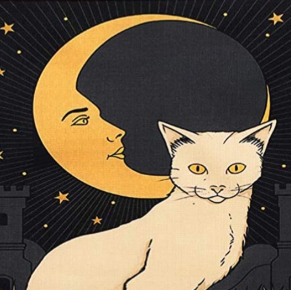 Wall Decor | The Moon White Cat Wall Tapestry Tarot Card Art Kitty ...
